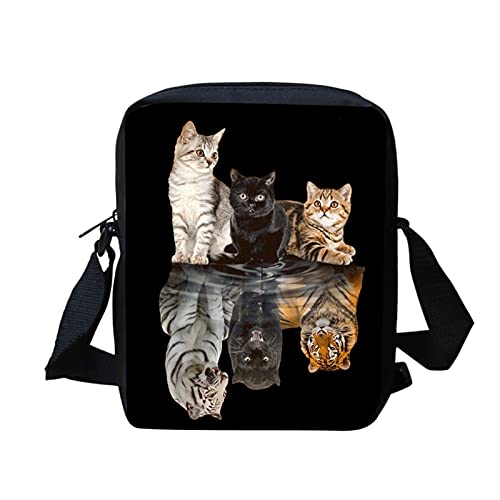 ZFRXIGN Cat Crossbody Bag for Kids Girls Black Purse Cell Phone Wallet Holder Satchel Women's Shoulder Bag Handbag School Kitten Deflected Tigers