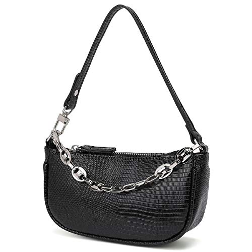 Women Small Shoulder Bag Mini Purse Womens Crossbody Clutch Purses with Zipper Closure (Black L)