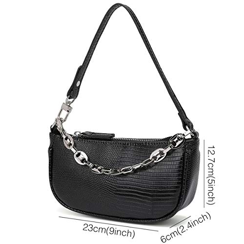 Women Small Shoulder Bag Mini Purse Womens Crossbody Clutch Purses with Zipper Closure (Black L)