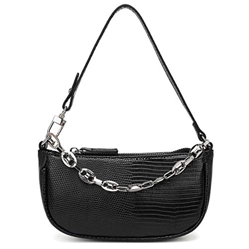 Women Small Shoulder Bag Mini Purse Womens Crossbody Clutch Purses with Zipper Closure (Black L)