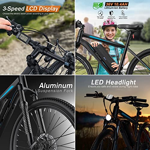 TotGuard Electric Bike, Electric Bike for Adults, 26" Ebike 350W Adult Electric Bicycles, 19.8MPH Electric Mountain Bike, 36V 10.4Ah Battery, Suspension Fork, Shimano 21 Speed Gears