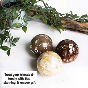 U'Neeque Collections Beautiful Handmade Small Decorative Balls for Bowls (3” each) - Ideal Accent Decor for Bowls, Trays & Vases, Decorative Balls Set of 3