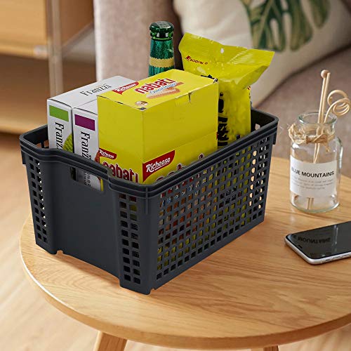 Vababa 6-Pack Gray Plastic Stackable Storage Baskets/Storage Bins