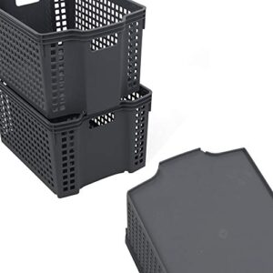 Vababa 6-Pack Gray Plastic Stackable Storage Baskets/Storage Bins