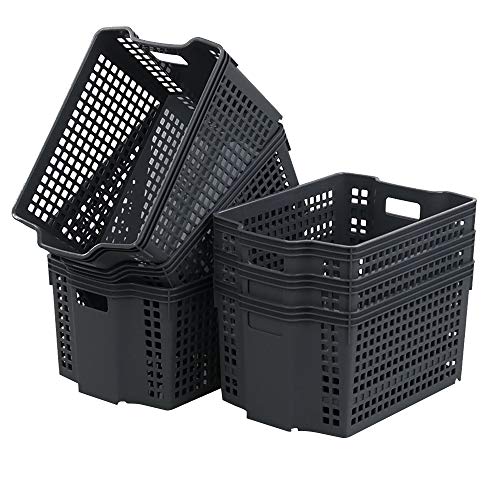 Vababa 6-Pack Gray Plastic Stackable Storage Baskets/Storage Bins