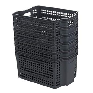 Vababa 6-Pack Gray Plastic Stackable Storage Baskets/Storage Bins