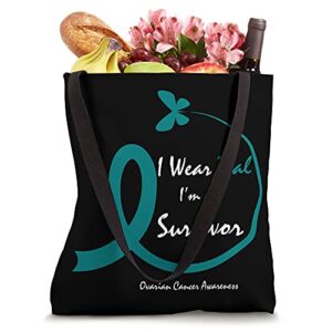 Cute Ovarian Cancer Survivor Gifts Teal Butterfly Awareness Tote Bag