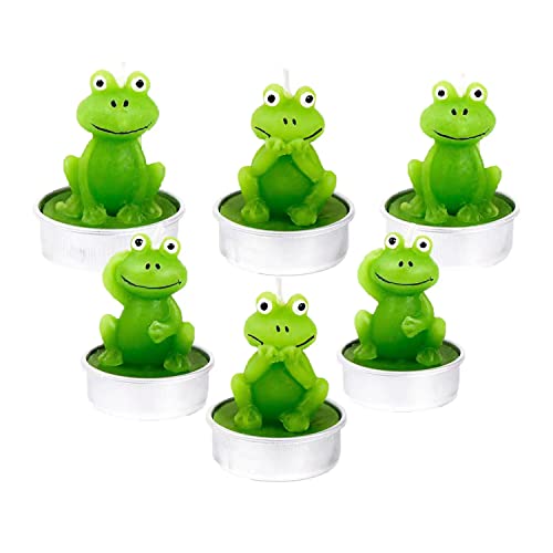 Frog Tealight Candles, Tea Lights Candles for Home Decor, Smokeless Happy Frog Animals Candles for Gift,Baby Shower, Party, Birthday Decor, Festival Wedding, Valentine Romantic, Handmade, 6 Pcs