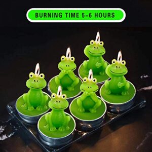 Frog Tealight Candles, Tea Lights Candles for Home Decor, Smokeless Happy Frog Animals Candles for Gift,Baby Shower, Party, Birthday Decor, Festival Wedding, Valentine Romantic, Handmade, 6 Pcs