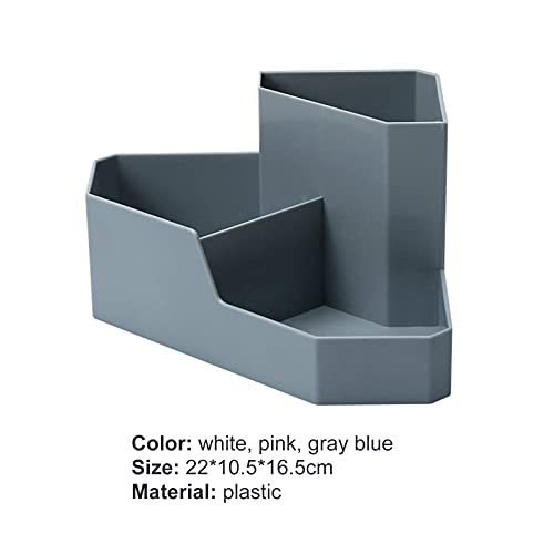 Chicmine Storage Box Plastic Desktop Corner Makeup Storage Organizer Desktop Eyeliner Holder Household Storage Container Grey+Blue