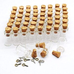 qixivcom 60 pcs 0.5ml mini small bottles vials clear glass bottles tiny jars with cork stoppers bottle miniature glass bottle gift diy decoration empty little bottle eye screw for arts crafts party favor