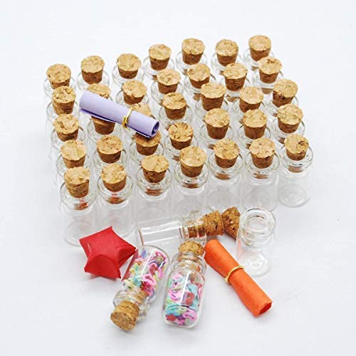 Qixivcom 60 Pcs 0.5ml Mini Small Bottles Vials Clear Glass Bottles Tiny Jars with Cork Stoppers Bottle Miniature Glass Bottle Gift DIY Decoration Empty Little Bottle Eye Screw for Arts Crafts Party Favor