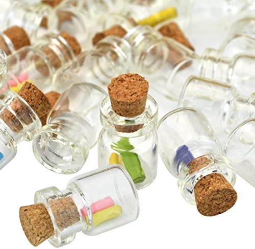 Qixivcom 60 Pcs 0.5ml Mini Small Bottles Vials Clear Glass Bottles Tiny Jars with Cork Stoppers Bottle Miniature Glass Bottle Gift DIY Decoration Empty Little Bottle Eye Screw for Arts Crafts Party Favor