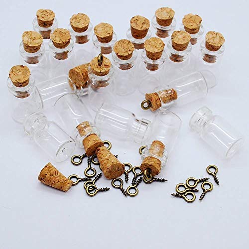 Qixivcom 60 Pcs 0.5ml Mini Small Bottles Vials Clear Glass Bottles Tiny Jars with Cork Stoppers Bottle Miniature Glass Bottle Gift DIY Decoration Empty Little Bottle Eye Screw for Arts Crafts Party Favor