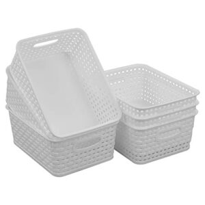 vababa white plastic storage baskets/storage bins, pack for 6