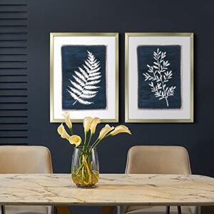 ArtbyHannah 2 Pack 12x16 Framed Botanical Wall Art Decor with Gold Frame and Decorative Tropical Plant Pictures Print For Home Decoration