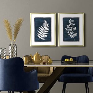 ArtbyHannah 2 Pack 12x16 Framed Botanical Wall Art Decor with Gold Frame and Decorative Tropical Plant Pictures Print For Home Decoration