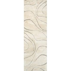 nuLOOM Carolyn Modern Shag Runner Rug, 2' 6" x 6', Cream