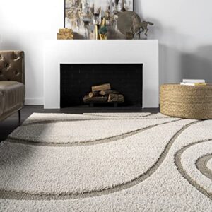 nuLOOM Carolyn Modern Shag Runner Rug, 2' 6" x 6', Cream