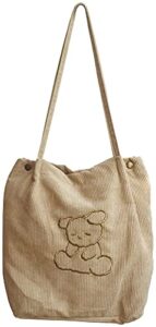 yikithom corduroy tote bag canvas lining