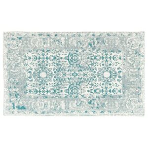 juvale vintage area rug, 3×5 woven bohemian style decor for living room (light blue)