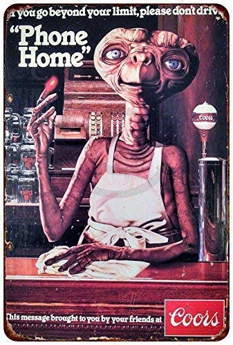 SmartCows Tin Sign E.T. Phone Home Vintage Reproduction Metal Sign 8 x 12