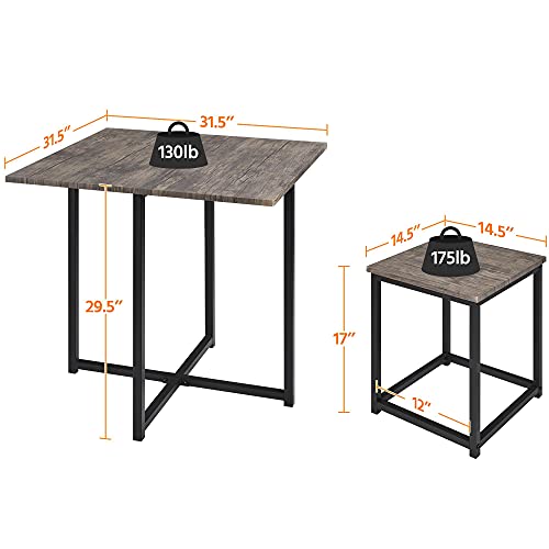 Yaheetech 5-Piece Dining Table Set - Industrial Kitchen Table & Chairs Sets for 4 - Compact Table with 4 Stools & Space-Saving Design for Apartment, Small Space, Breakfast Nook, Drift Brown