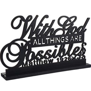 inspirational table art with god all things are possible positive sign home table decoration, motivational table centerpieces letter sign wooden for faith motivational decor home ()