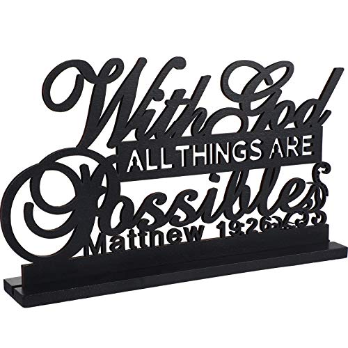 Inspirational Table Art with God All Things are Possible Positive Sign Home Table Decoration, Motivational Table Centerpieces Letter Sign Wooden for Faith Motivational Decor Home ()