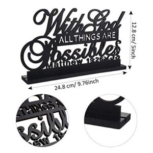 Inspirational Table Art with God All Things are Possible Positive Sign Home Table Decoration, Motivational Table Centerpieces Letter Sign Wooden for Faith Motivational Decor Home ()