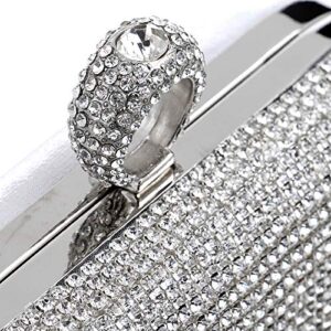 UMREN Women Crystal Tassel Clutch Purses Evening Clutch Bag Rhinestones Handbag for Wedding Party (One Size, Silver)