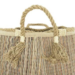 Creative Co-Op 14.25", 18" & 22" Handwoven Seagrass Handles & Tassels (Set of 3 Sizes) Baskets, Multicolor