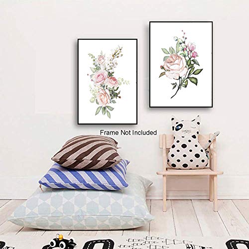 TANXM 4 Set - Pink rose Canvas Painting Flower Wall Art,Modern Wall Decor Bathroom Living Room Girls Bedroom - No Frame,8"x10"