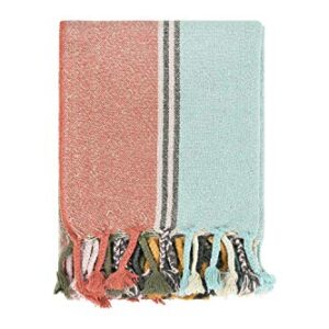 Creative Co-Op DF2410 60" L x 50" W Recycled Cotton Blend Striped Braided Fringe Throw, Multicolor