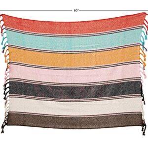 Creative Co-Op DF2410 60" L x 50" W Recycled Cotton Blend Striped Braided Fringe Throw, Multicolor