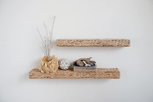 Creative Co-Op Handwoven Water Hyacinth Floating Wall Shelf