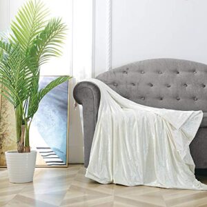 bourina throw blanket shiny decorative ice crushed velvet throw for sofa bed polyester,50″×60″ white