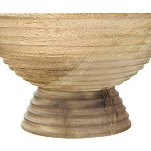 Creative Co-Op DF2440 Ridged Mango Wood Footed Bowl, Brown, 5 quarts