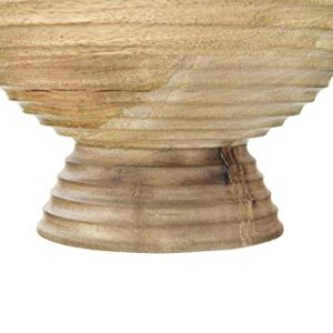 Creative Co-Op DF2440 Ridged Mango Wood Footed Bowl, Brown, 5 quarts