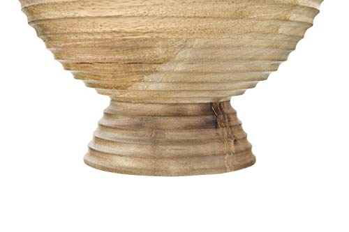 Creative Co-Op DF2440 Ridged Mango Wood Footed Bowl, Brown, 5 quarts