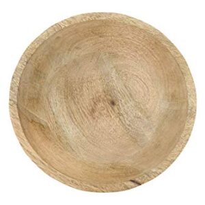 Creative Co-Op DF2440 Ridged Mango Wood Footed Bowl, Brown, 5 quarts