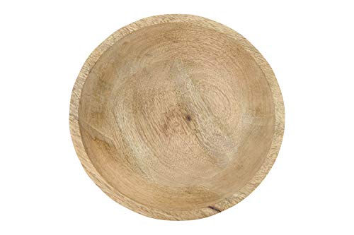 Creative Co-Op DF2440 Ridged Mango Wood Footed Bowl, Brown, 5 quarts