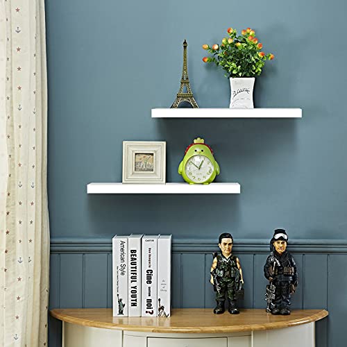 CITLOW 3 Pack Floating Wood Shelves,Wall Mounted Shelves,Display Storage Shelf,Home Decor Photo Display Ledges,Organizer Shelf for Living Room/Bedroom/Bathroom/Kitchen,White