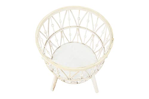 Creative Co-Op 19.25", 20.5" & 25.5" Bamboo Wood Legs & Whitewashed Finish (Set of 3 Sizes) Baskets, White