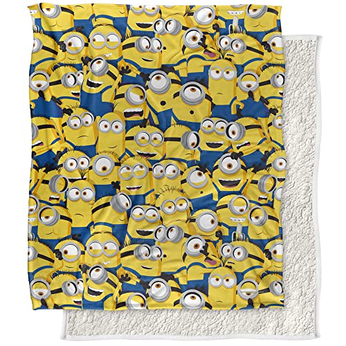 Minions Blanket, 50"x60", Minion Group Silky Touch Sherpa Back Super Soft Throw Blanket