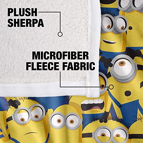 Minions Blanket, 50"x60", Minion Group Silky Touch Sherpa Back Super Soft Throw Blanket