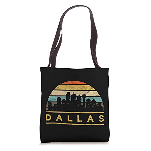 Dallas Skyline Retro Vintage Sunset Souvenir Tote Bag