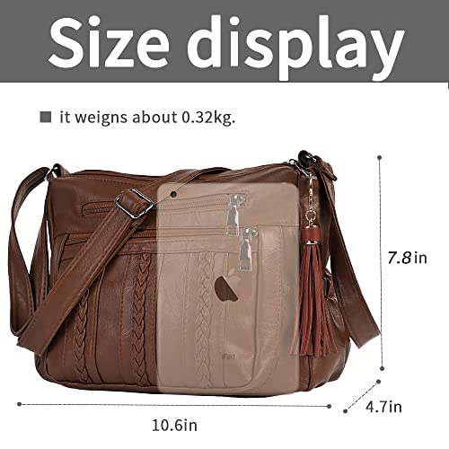 ELDA Purses for Women Pocketbooks Soft PU Leather Ladies Crossbody Purse Multi Pocket Shoulder Bag