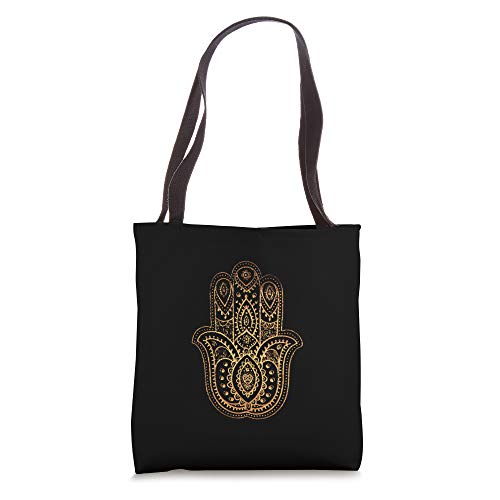 Antique Hamsa Hand on Black - Gift for Valentines Day Tote Bag