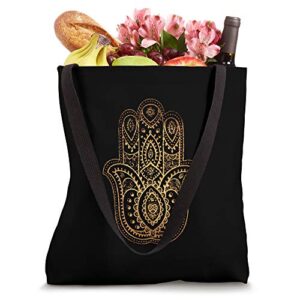 Antique Hamsa Hand on Black - Gift for Valentines Day Tote Bag